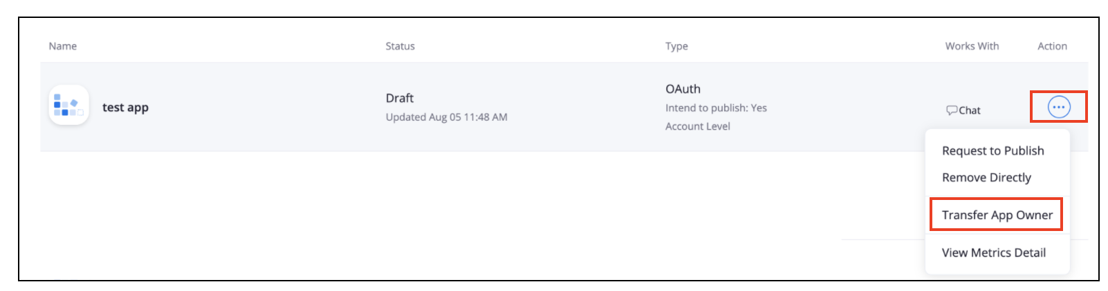 Transferring App Ownership