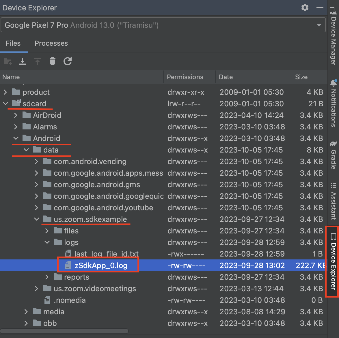 Procedure to collect logs from Zoom Meeting SDK apps