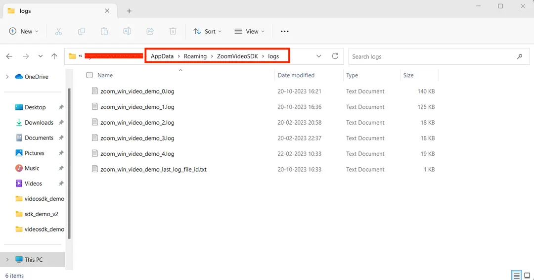 Procedure to collect logs from Zoom Video SDK apps