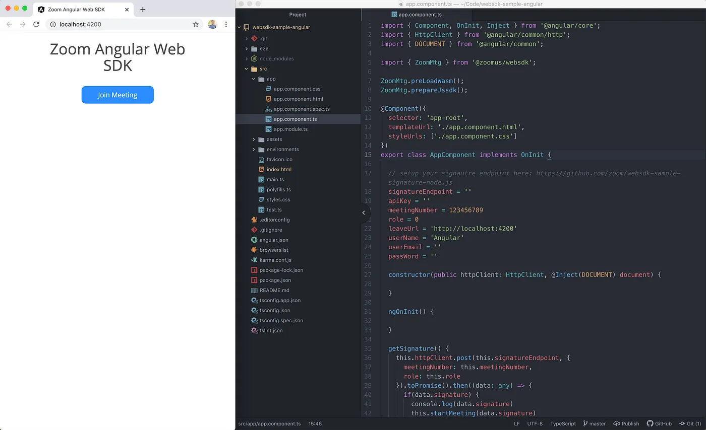 How to use the Meeting SDK in an Angular app