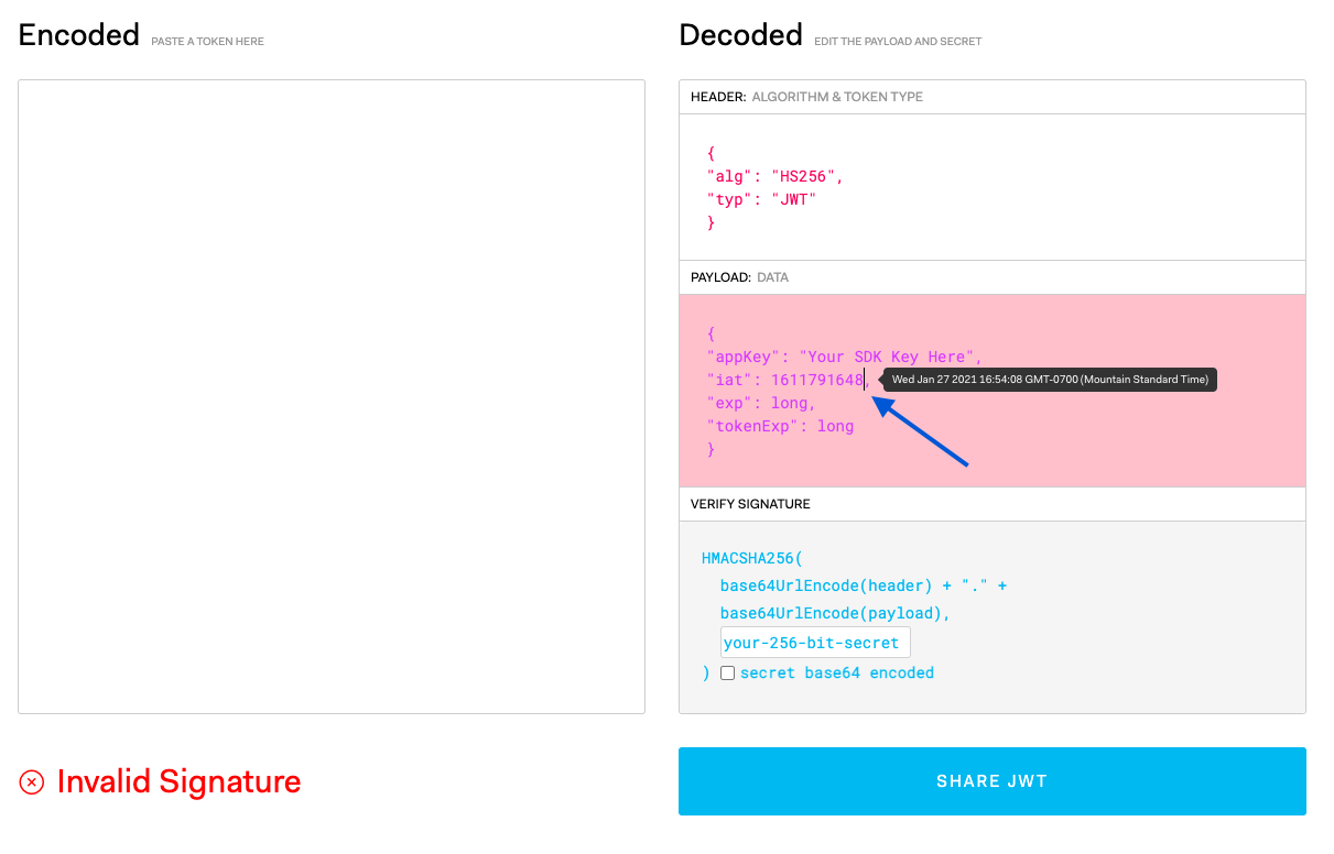 How to create a sample JWT for the Meeting SDK