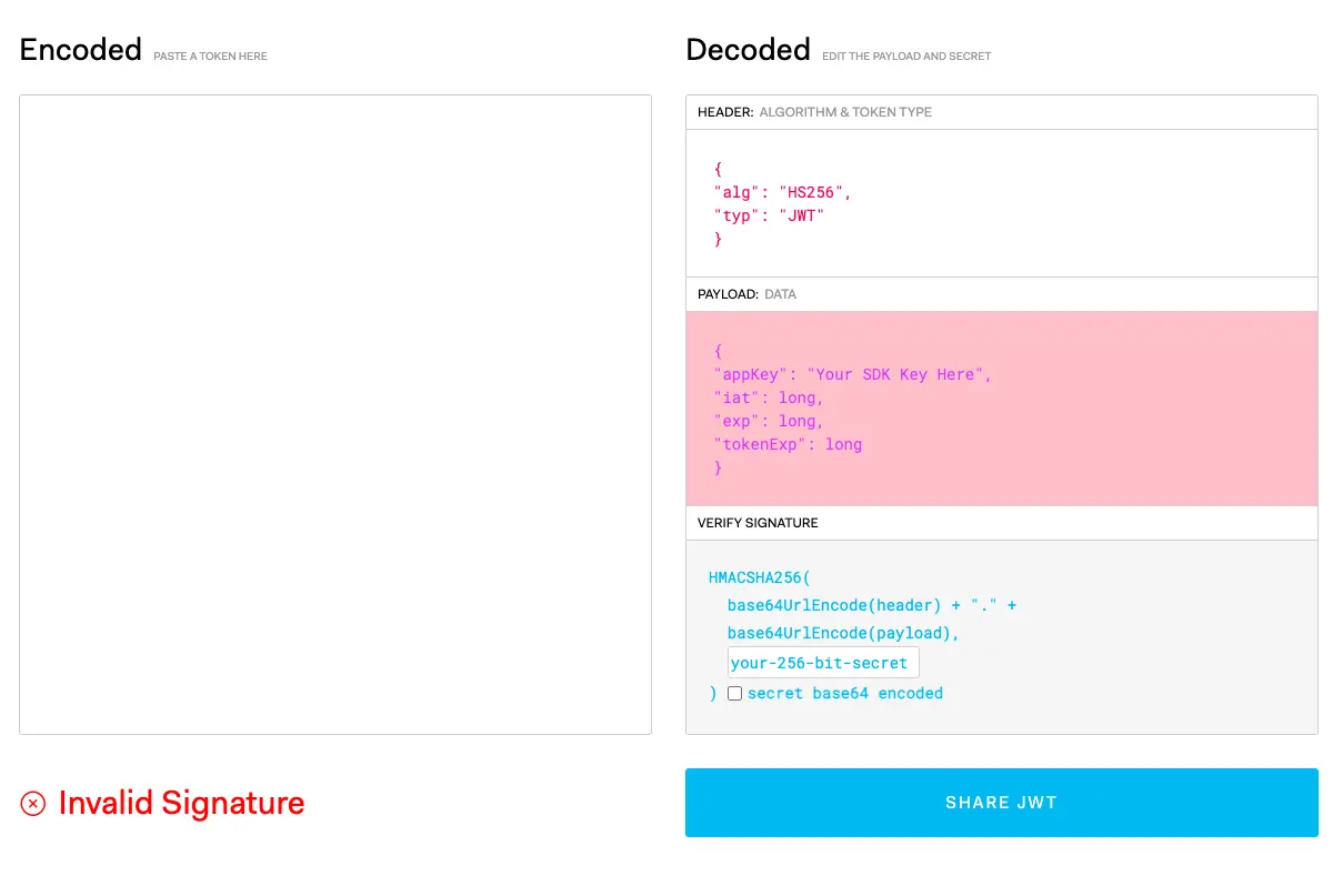 How to create a sample JWT for the Meeting SDK
