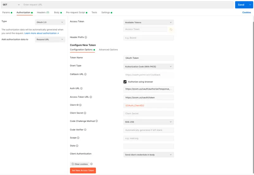 Zoom OAuth 2.0 Proof Key for Code Exchange (PKCE) Flow