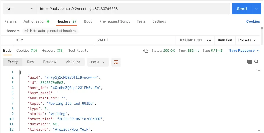 Zoom Meeting API querying tips - understanding meeting IDs and meeting UUIDs