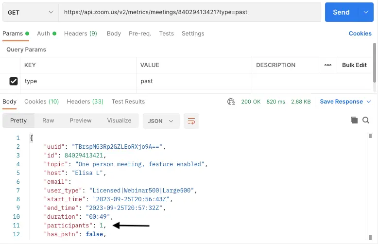 Zoom Meeting API querying tips - One person meetings and webinars