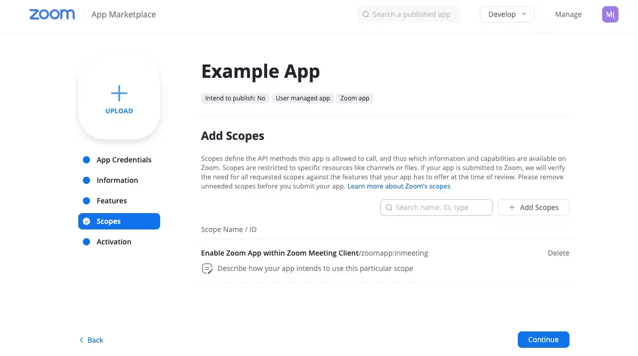 Setting up your Zoom App