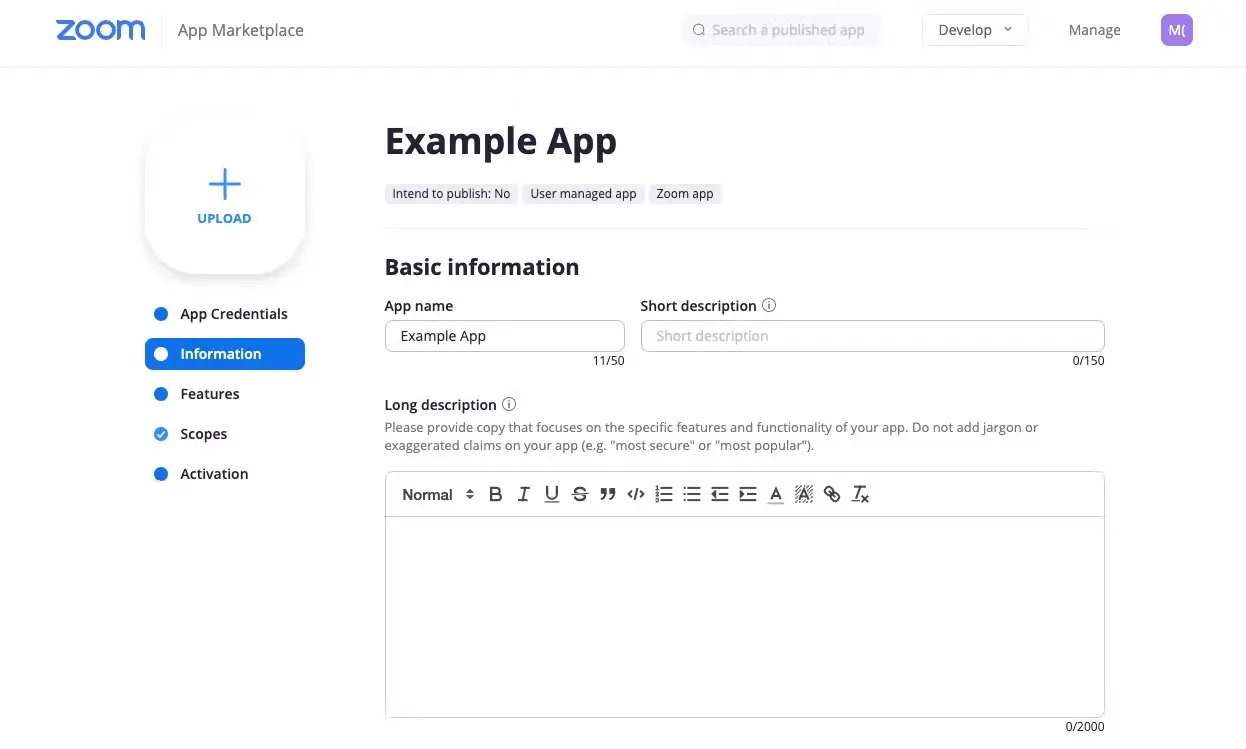 Setting up your Zoom App