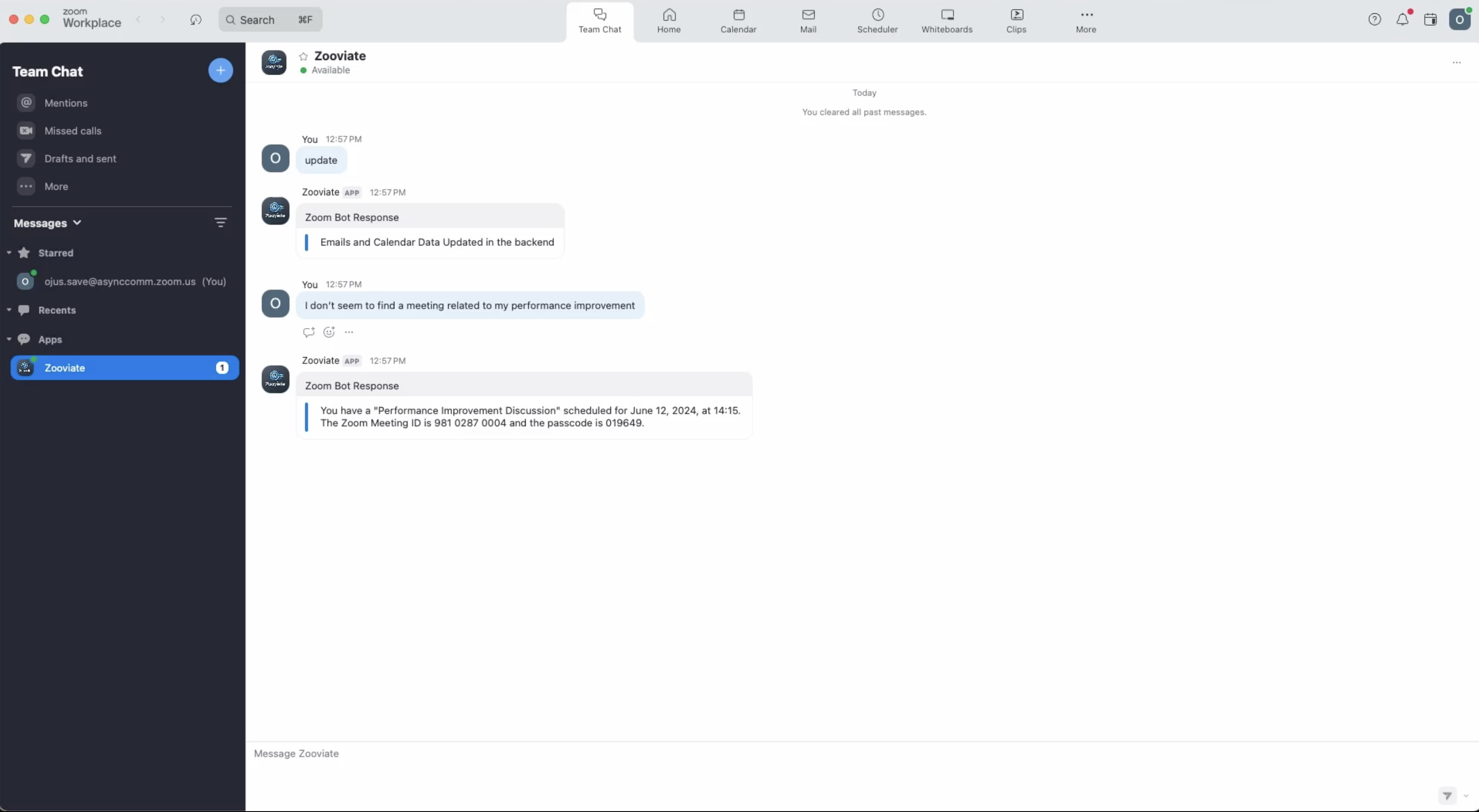 Building a RAG chatbot on Zoom Team Chat using a vector database