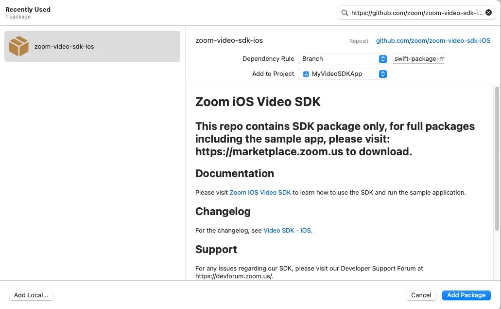 Getting started with Zoom Video SDK for iOS