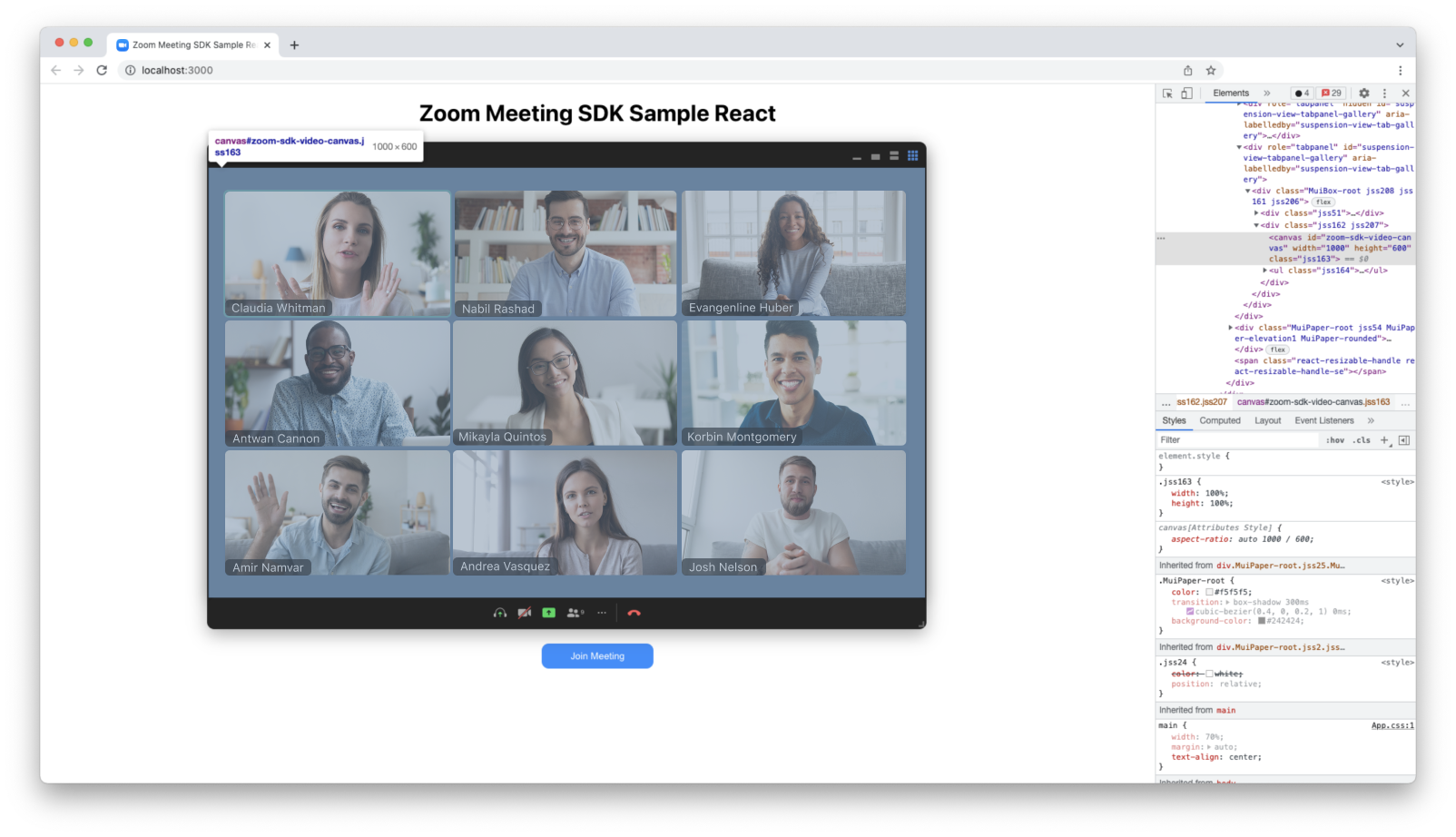 Meeting SDK - web - component view - Resizing