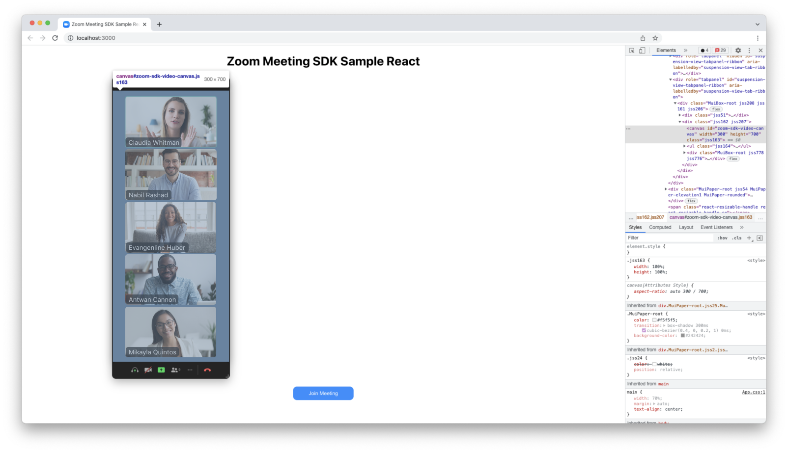 Meeting SDK - web - component view - Resizing