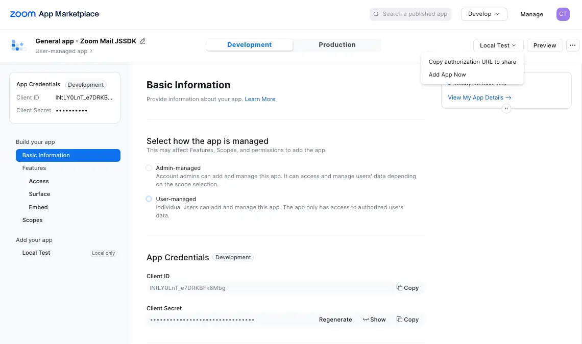 Create a Zoom Mail App