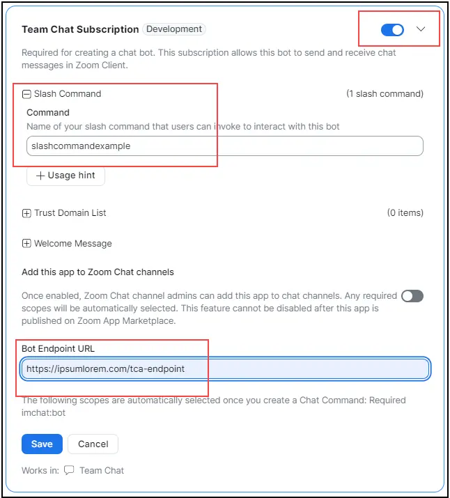 Create a chatbot for Team Chat
