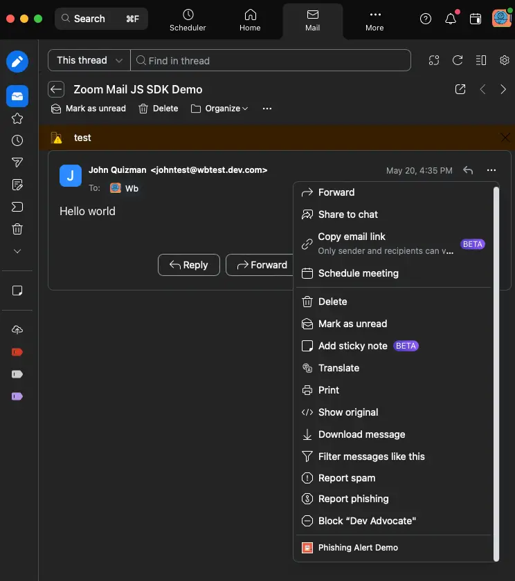Create a Zoom Mail App