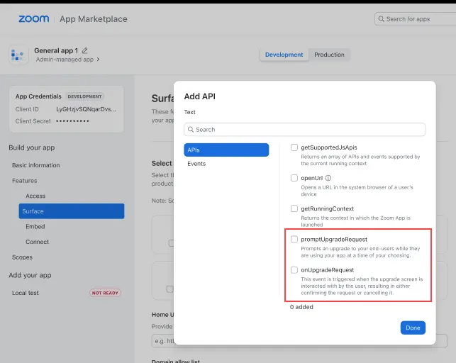 In-meeting upgrade request