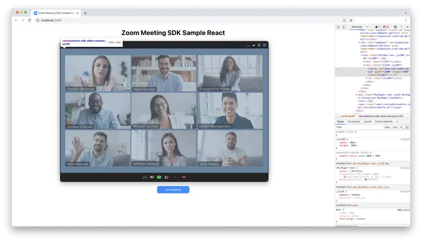 Meeting SDK - web - component view - Resizing