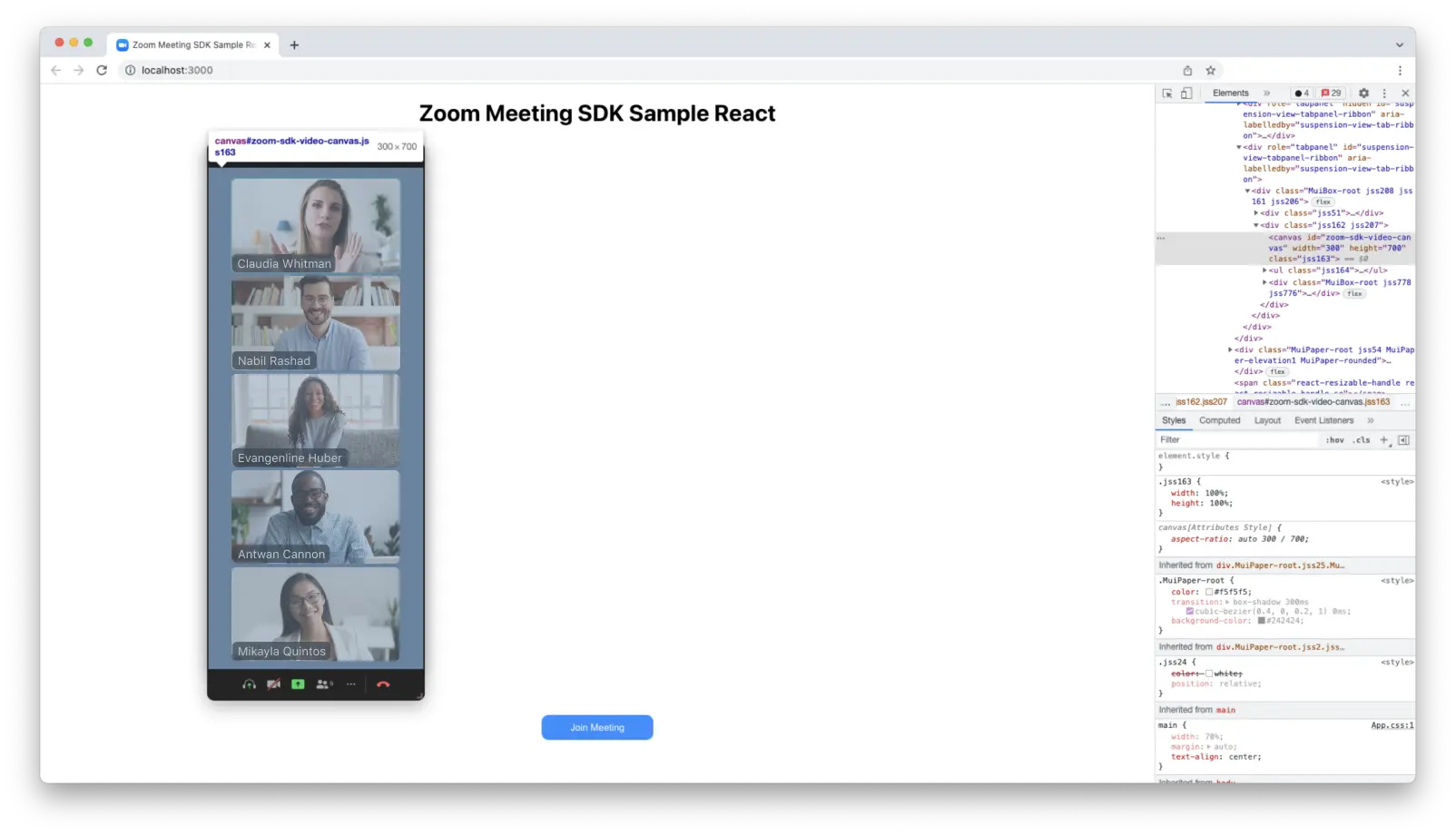 Meeting SDK - web - component view - Resizing