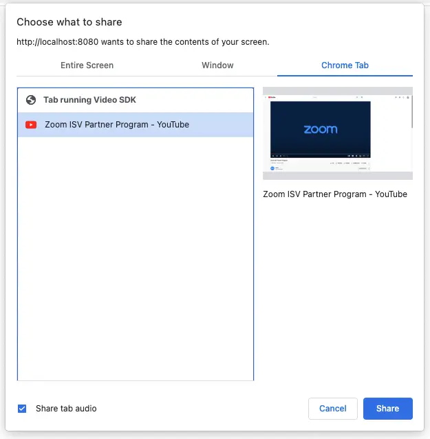 Video SDK - web - Screen sharing