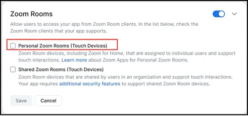 Zoom Apps for Personal Zoom Rooms