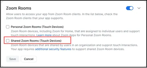 Zoom Apps for Shared Zoom Rooms