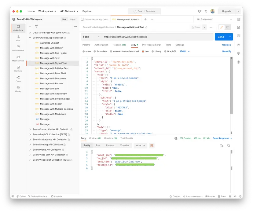 Using Postman to Test Zoom Chat Apps