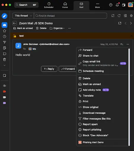 Create a Zoom Mail App