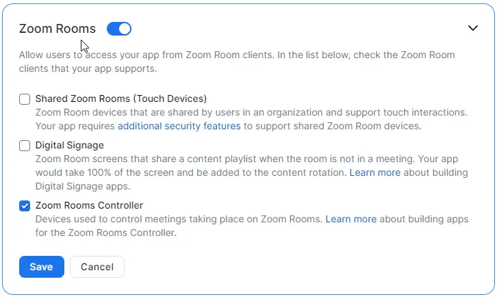 Creating Zoom Apps for Zoom Room Controllers