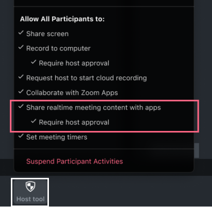 Host and admin tools and controls